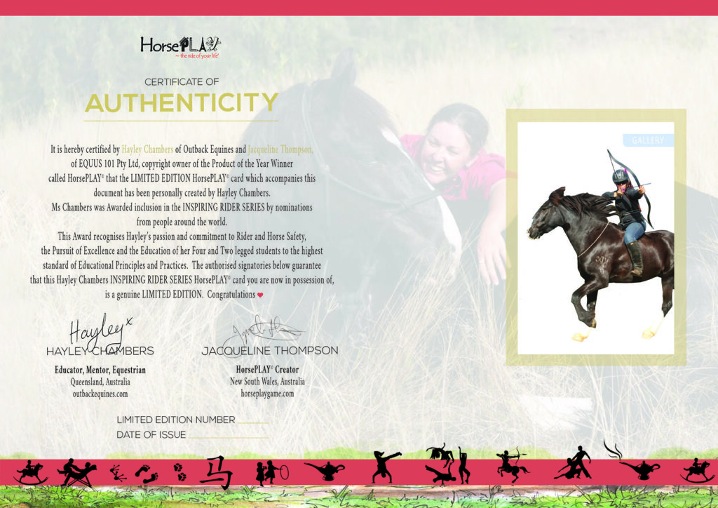 Limited Edition Inspiring Rider Certificate – HAYLEY CHAMBERS - HorsePLAY